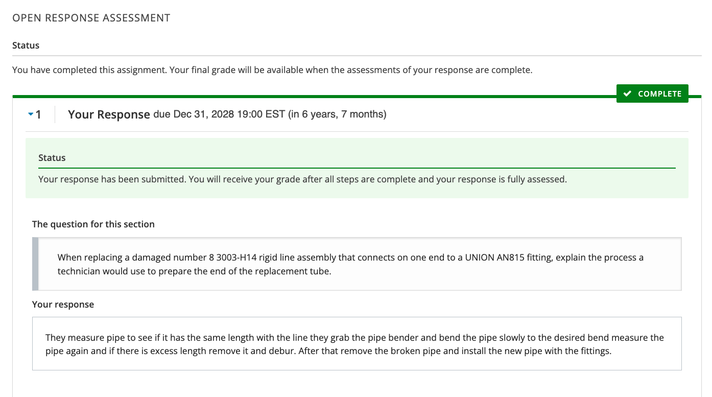 Viewing your submitted response – EducateWorkforce Support